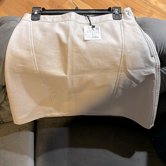 Zara | Skirts | Stone Color Faux Leather Mini Skirt | Poshmark